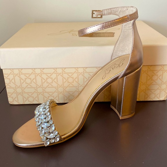 Jewel Badgley Mischka | Shoes | Rose Gold Jeweled Heels Jewel Badgley ...